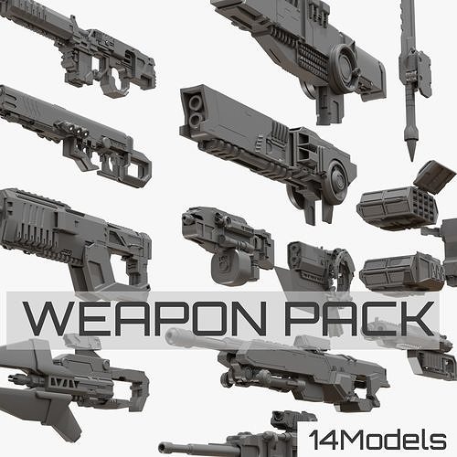 Mecha hard surface weapons collection | CGTrader