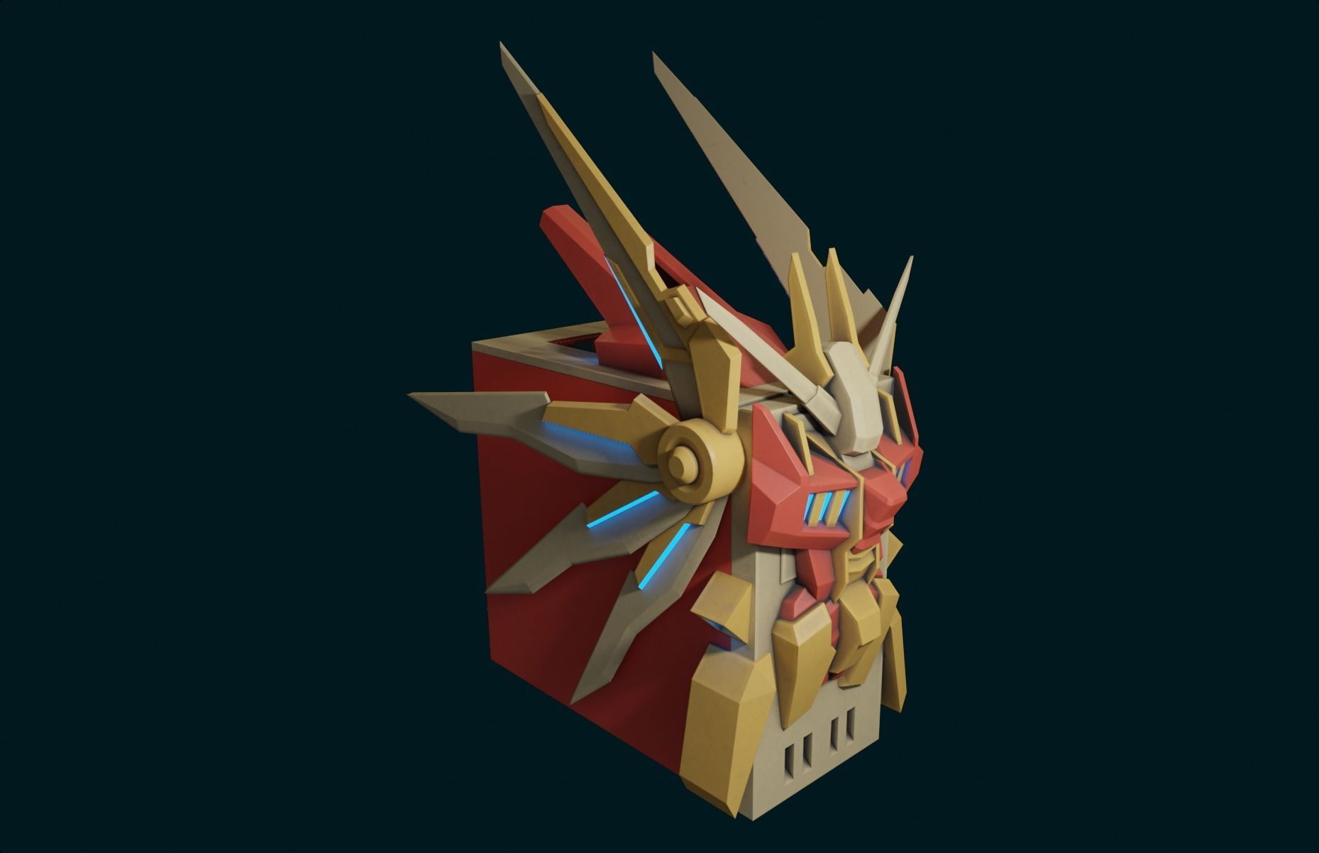 3D model Custom pc case gundam mech cyber style computer lowpoly rgb VR ...