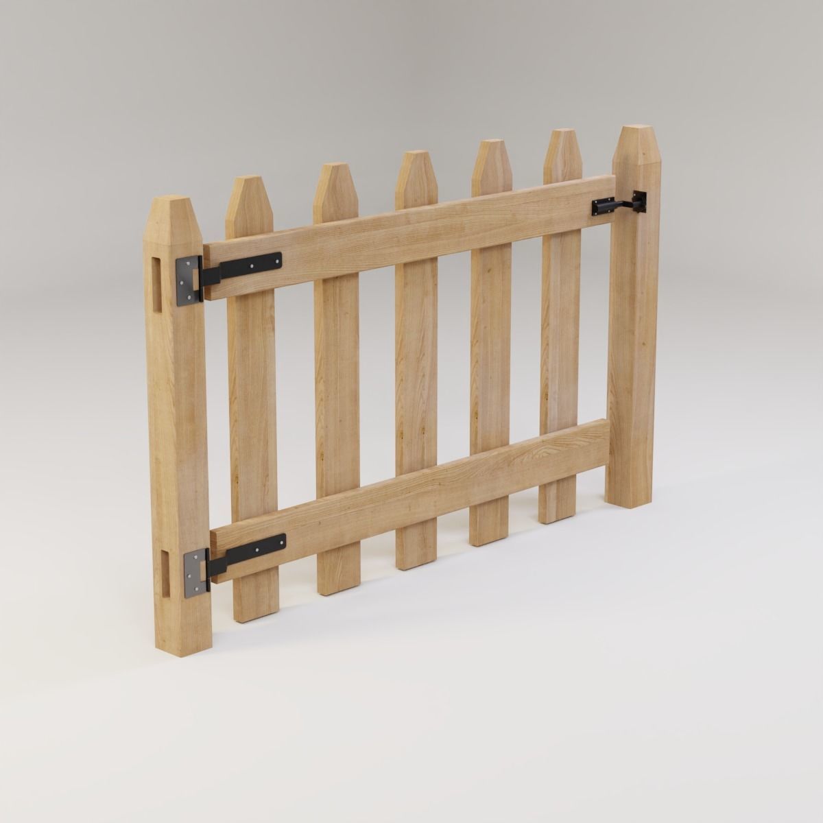 3D model Modular Fence Gate - Angled Picket Fence Gate VR / AR / low ...