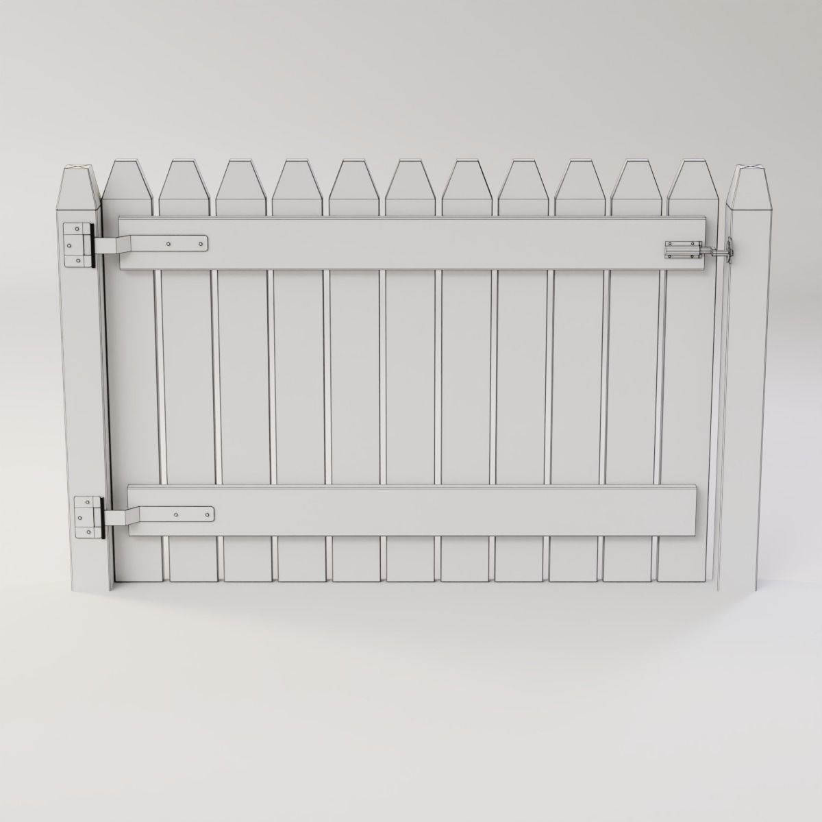 3D model Modular Fence Gate - Solid Angled Picket Fence Gate VR / AR ...