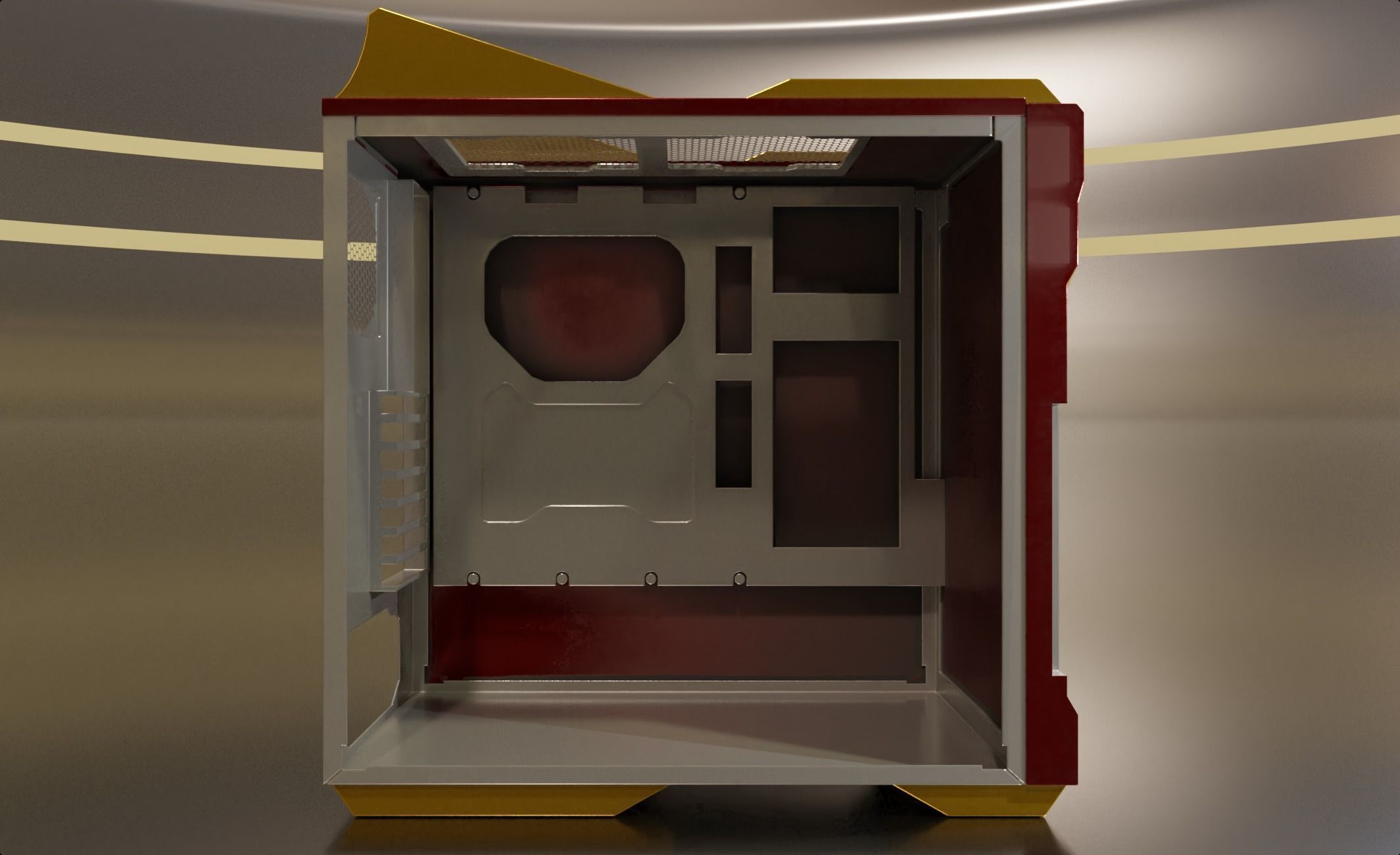 3D model Custom pc case iron man color style gaming gamer VR / AR / low ...