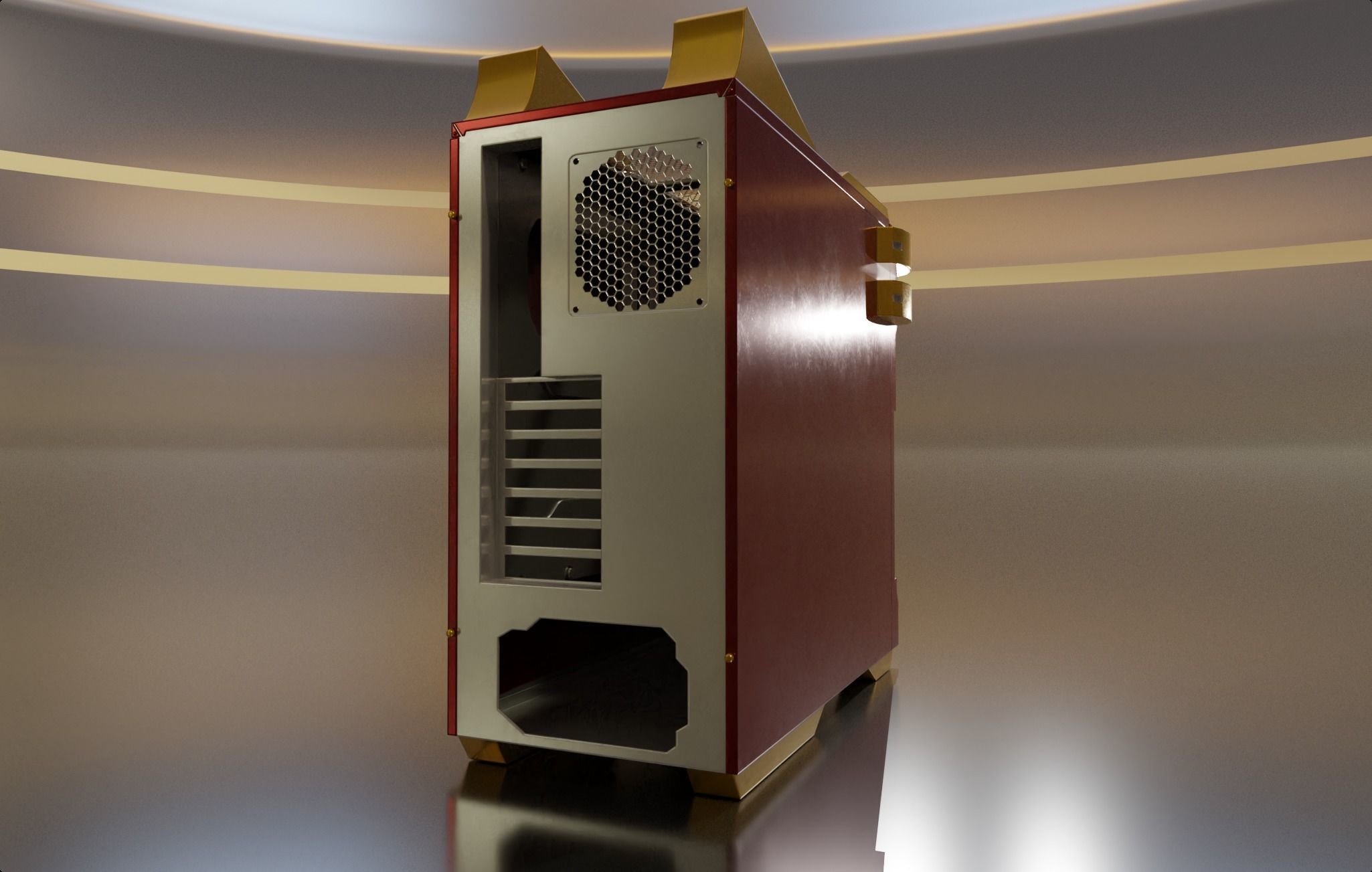 3D model Custom pc case iron man color style gaming gamer VR / AR / low ...