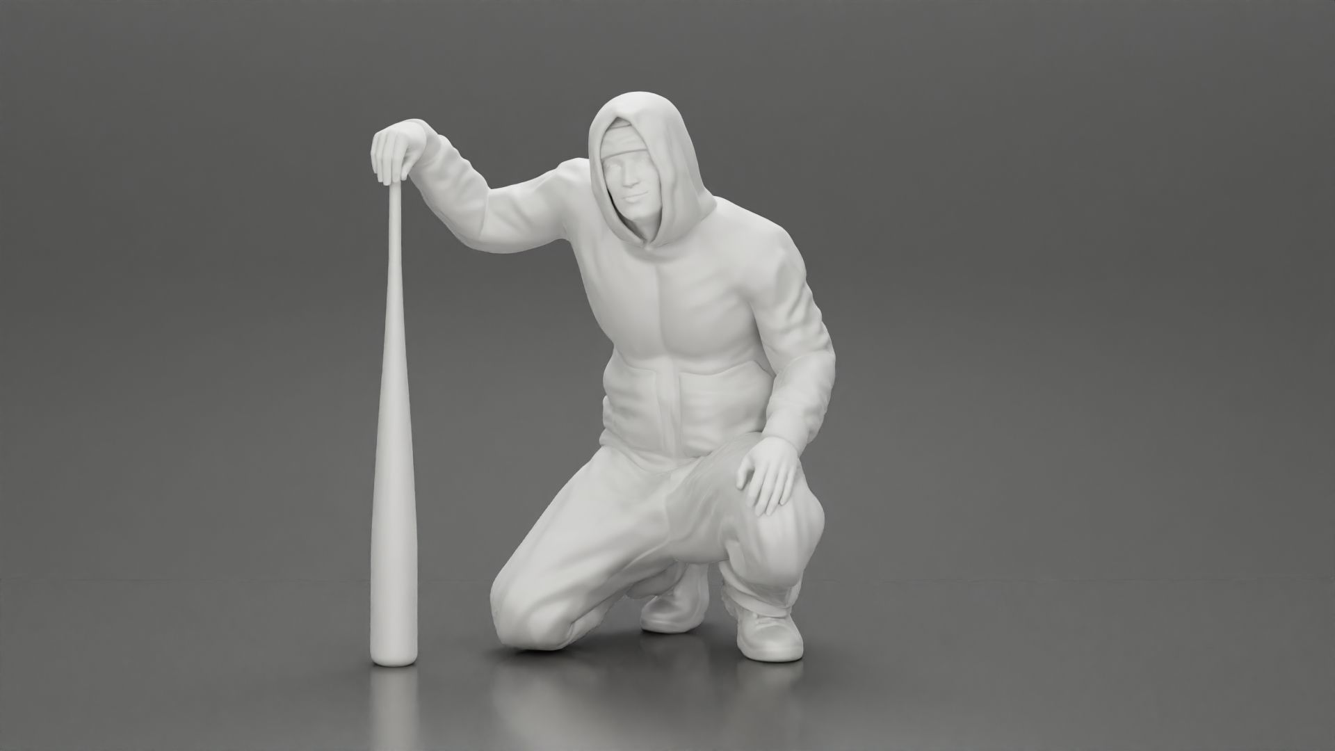 gangster homie in hoodie sitting holding a baseball bat 3D model 3D ...