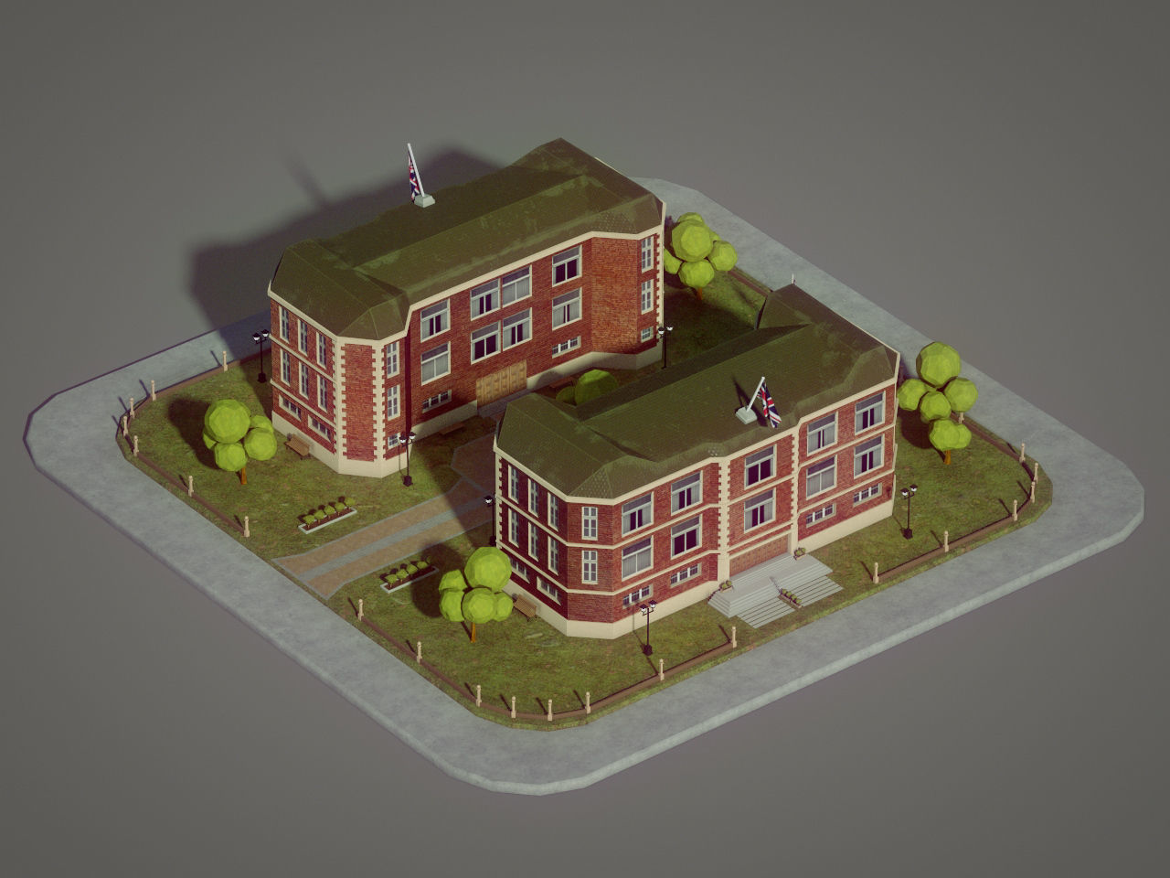 3D model Lowpoly British School VR / AR / low-poly | CGTrader