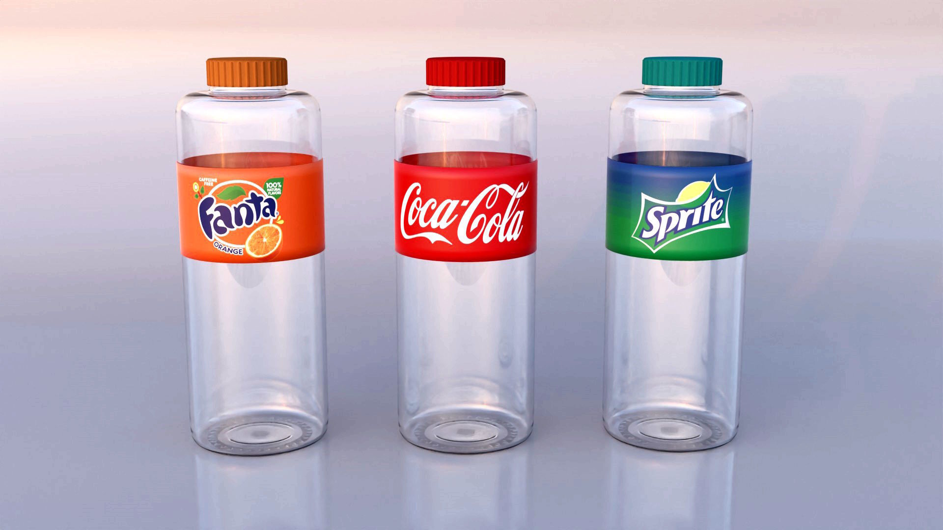 3D model Plastic bottles Coca-Cola Fanta Sprite VR / AR / low-poly ...