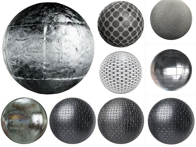 Pack 9 Ski-fi metal PBR 4K Texture | CGTrader