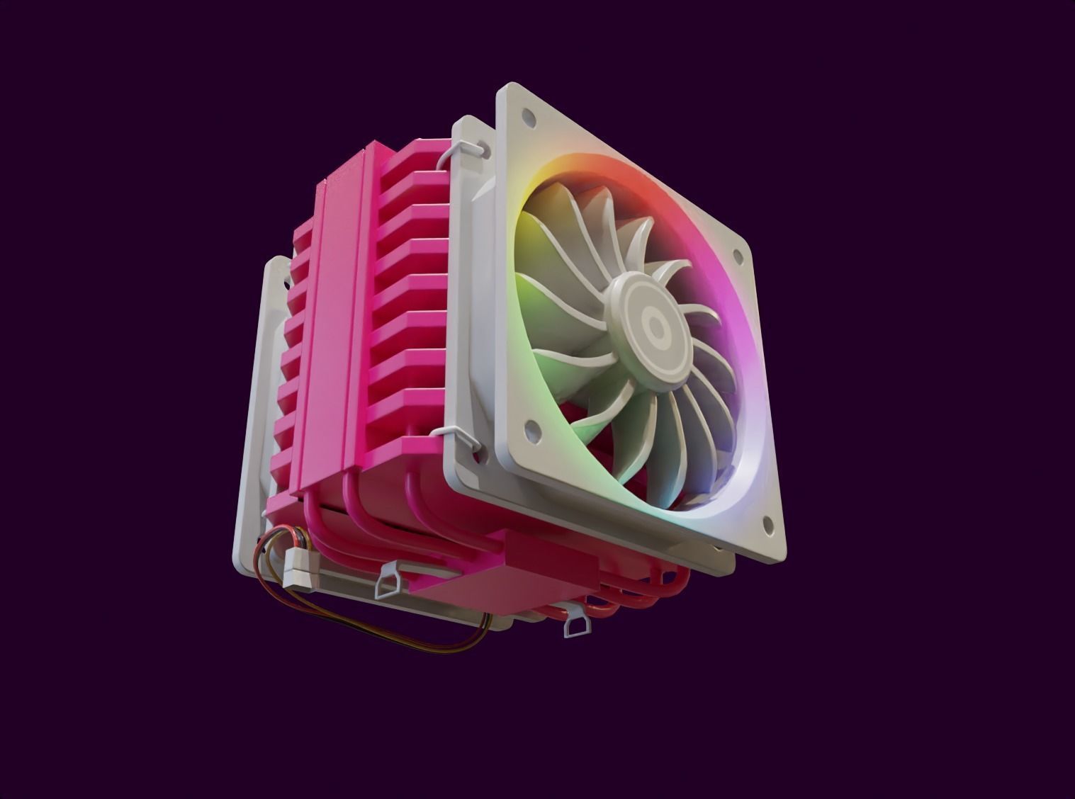3D model girl pink rgb cpu cooler gamer gaming pc computer lowpoly VR ...