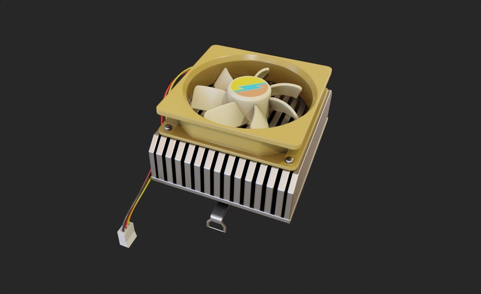 3D model yellow cpu cooler fan computer fan lowpoly game ready VR / AR ...