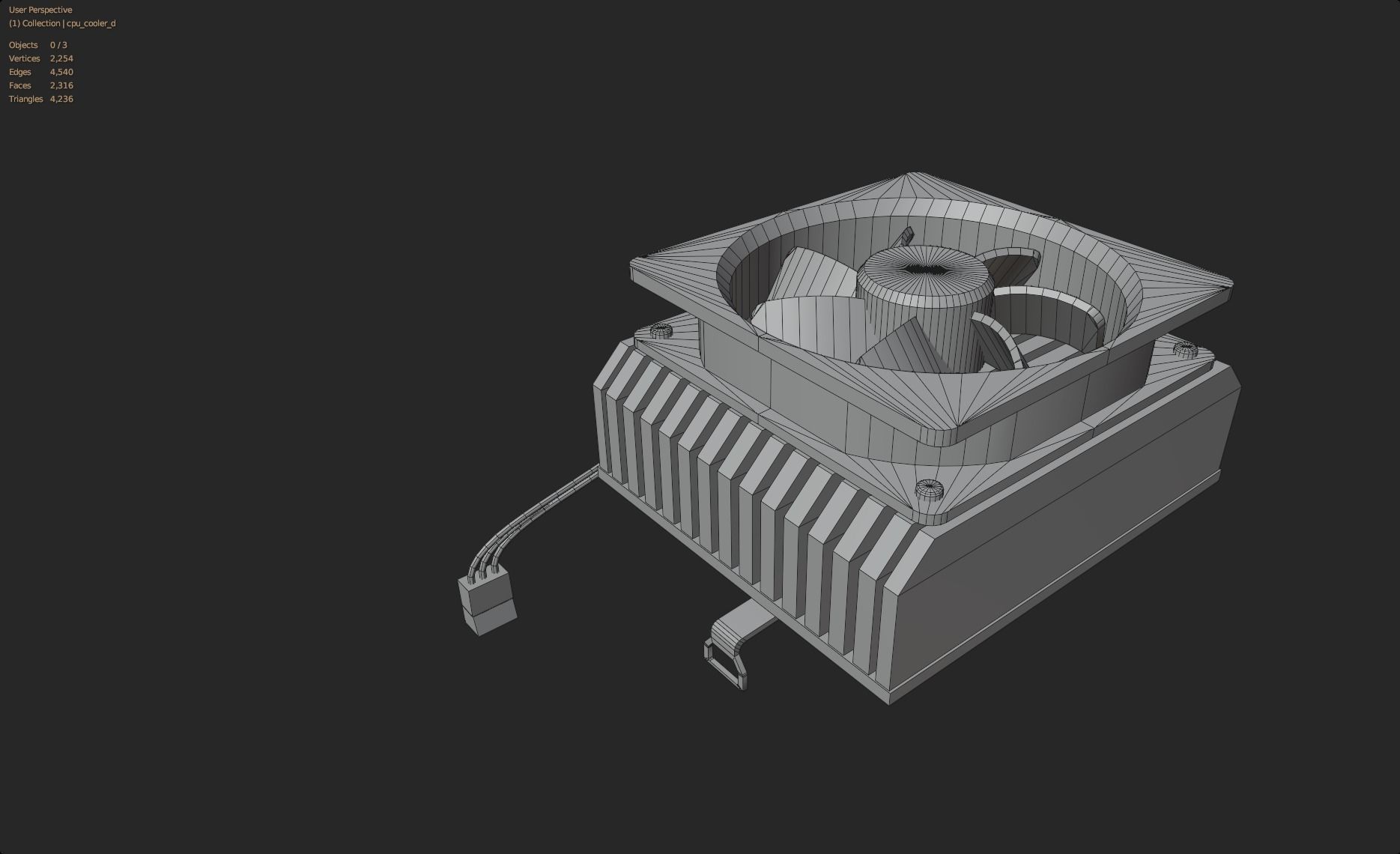 3D model bronze brown cpu cooler lowpoly game ready pbr VR / AR / low ...