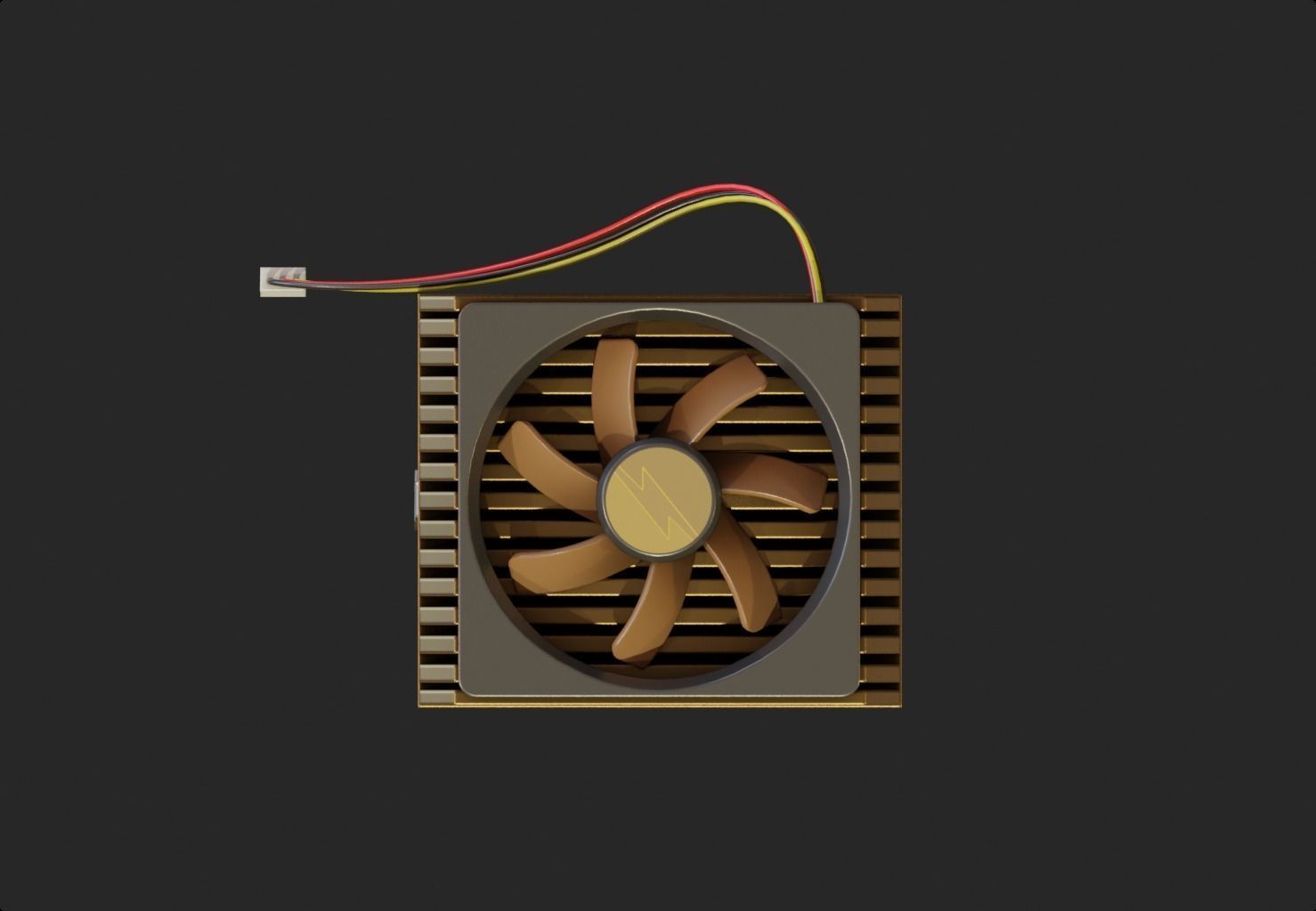 3D model bronze brown cpu cooler lowpoly game ready pbr VR / AR / low ...