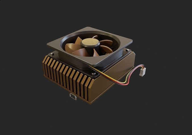 3D model bronze brown cpu cooler lowpoly game ready pbr VR / AR / low ...