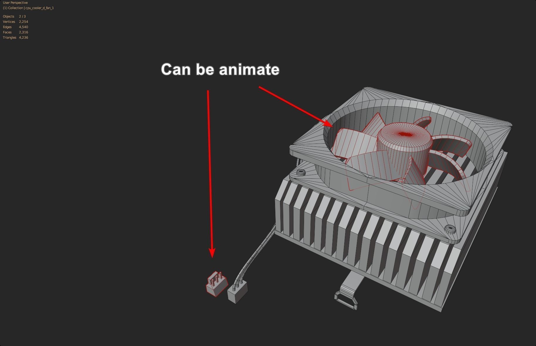 3D model bronze brown cpu cooler lowpoly game ready pbr VR / AR / low ...