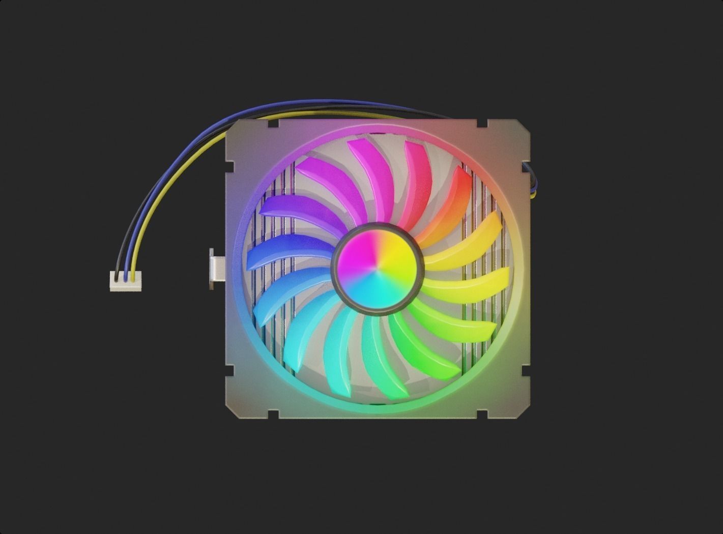 3D model rgb cpu cooler fan gaming alu lowpoly computer pc fan pbr VR ...