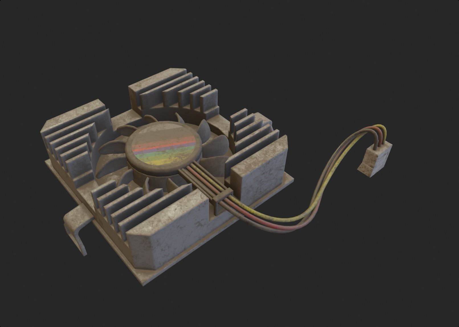 3D model cpu cooler old dirty dust fan pc computer VR / AR / low-poly ...