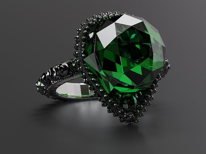 Silver Emerald Ring model 3D model | CGTrader