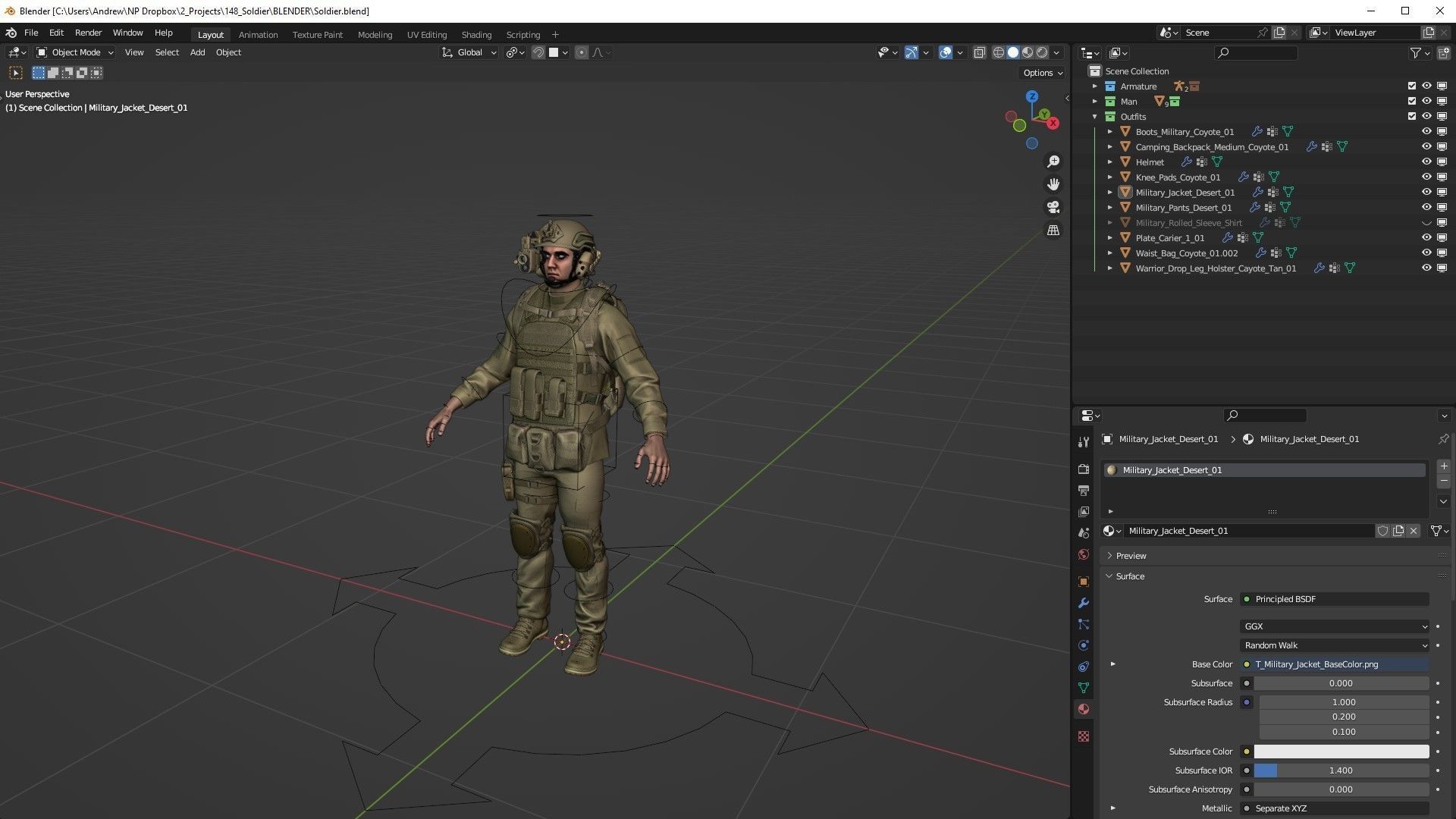 3D Model Collection Mens Military Uniforms - Modular - Rigged VR / AR ...