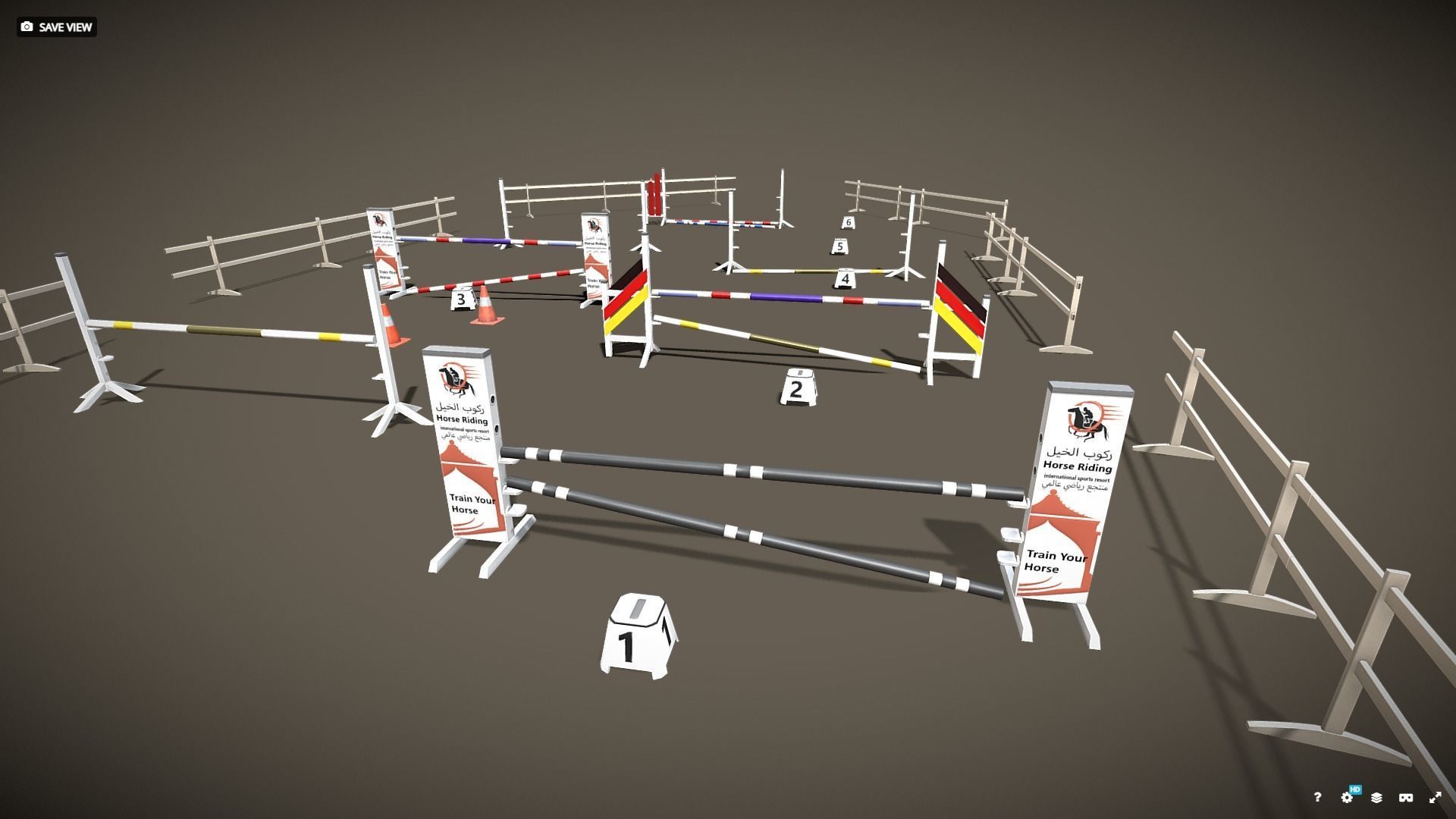3D model Horse Riding Obstacle Horse jumping Low poly pack VR / AR ...