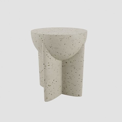 West Elm Monti White Lava Stone Side Table 3D model | CGTrader