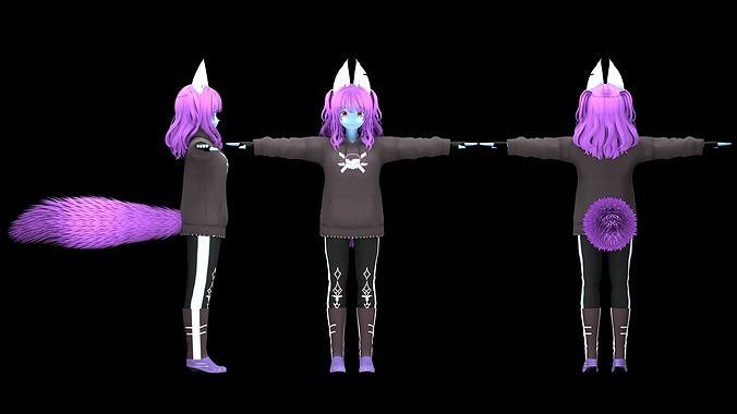 FOXIE GIRL VRCHAT AVATAR 3D model rigged | CGTrader