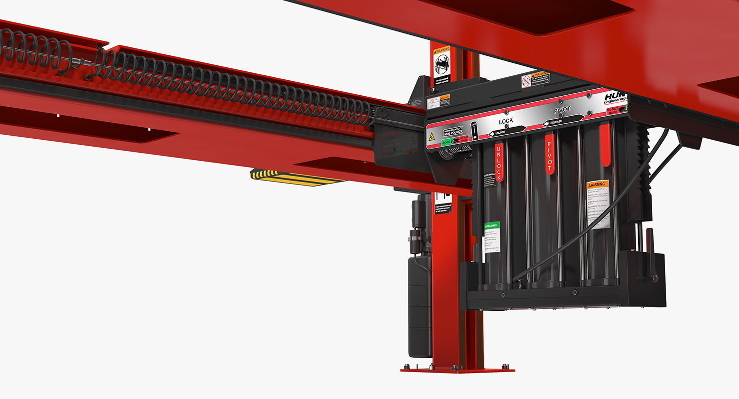 Hunter L451 4 Post Car Lift Rigged 3D model rigged | CGTrader