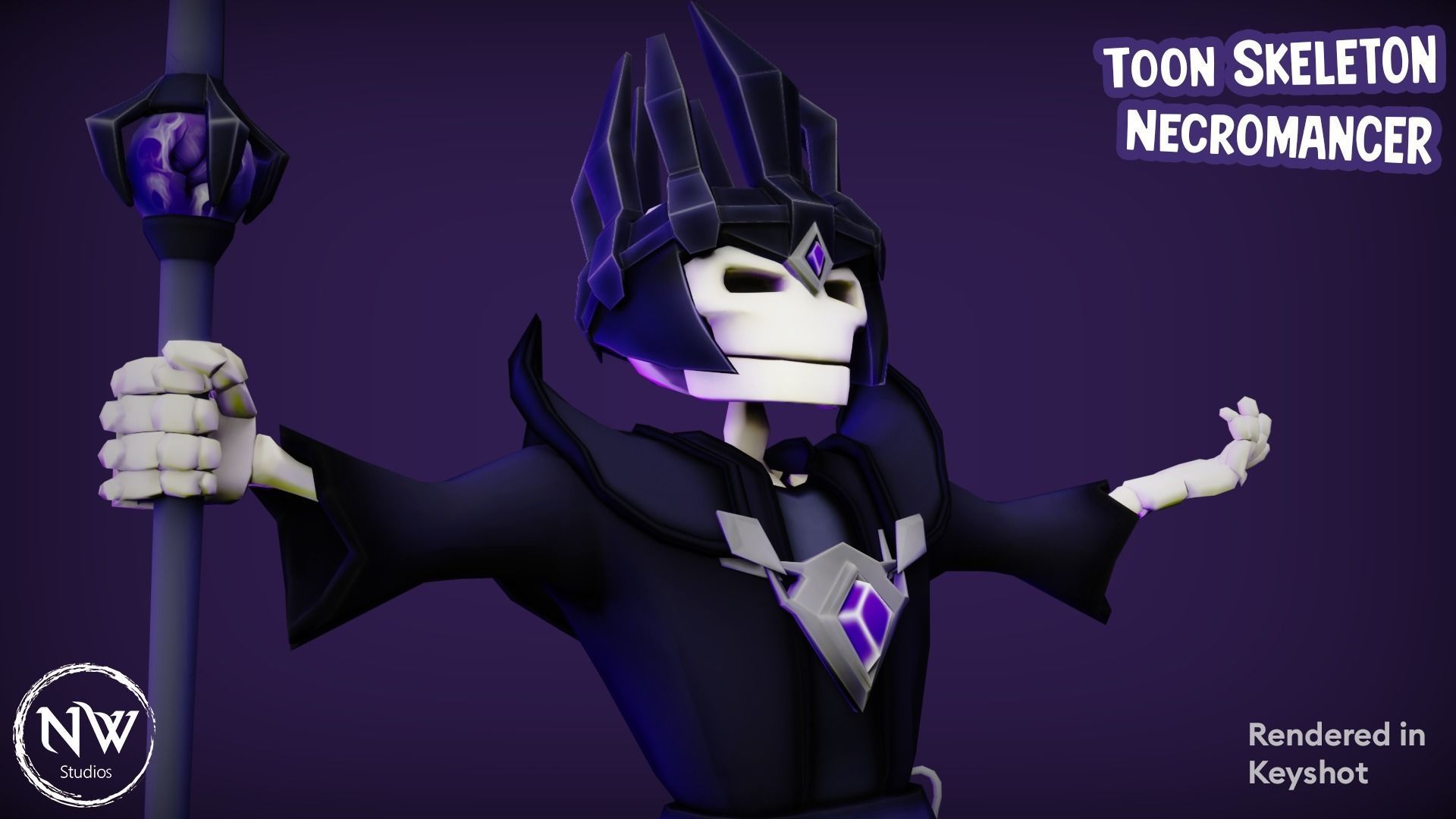 3D model Cartoon Skeleton Necromancer - Mobile Game Ready VR / AR / low ...