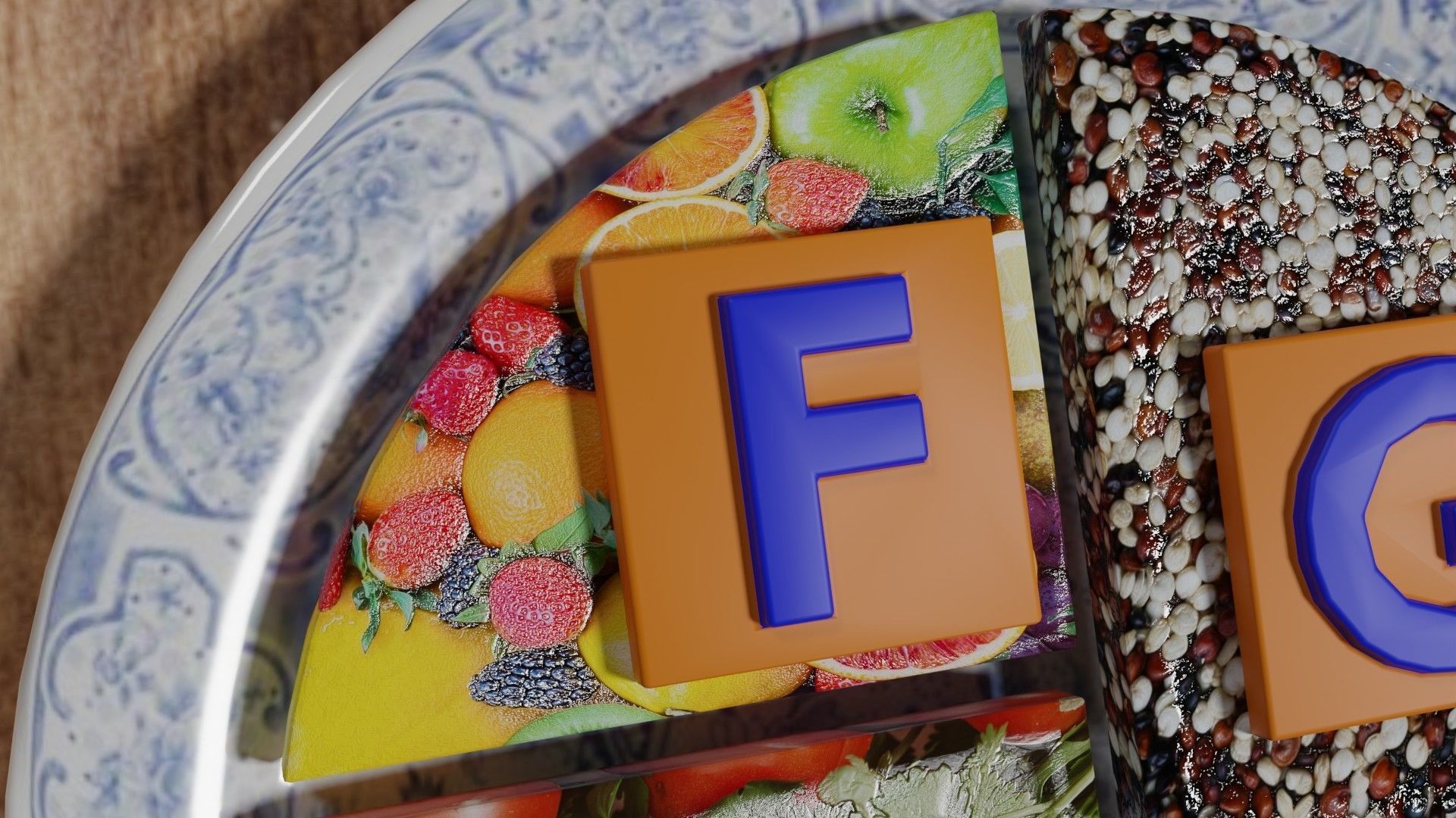 HEALTHY FOOD PLATE PROPORTION 3D model 3D printable | CGTrader