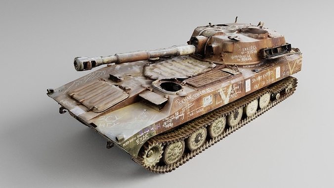 destroyed russian 2S1 Gvozdika self-propelled howitzer 3D model | CGTrader