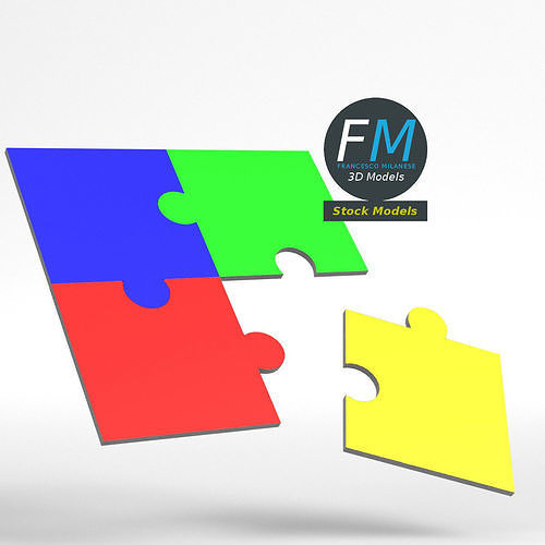 2x2 jigsaw puzzle pieces 3D model | CGTrader