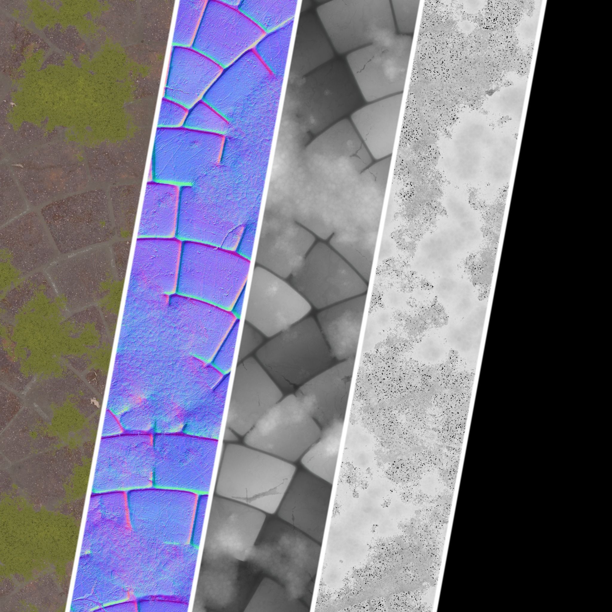 Texture Pavement Materials 77- Stone Paving Mossy Sbsar Pbr 4k Seamless ...