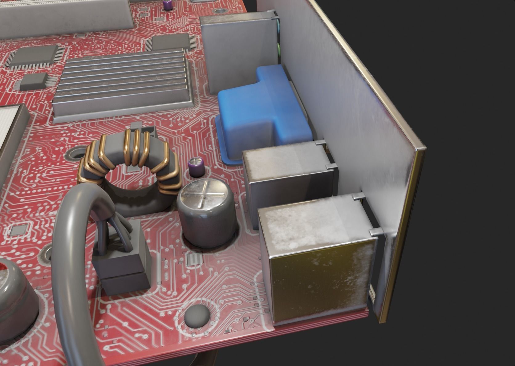 3D model pc motherboard agp computer retro red circuit board VR / AR ...