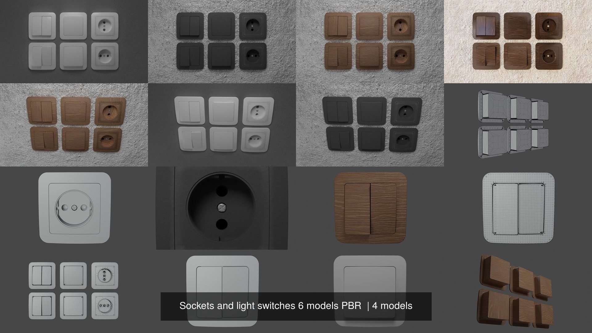 3D Model Collection Sockets and light switches 6 models PBR VR / AR / low-poly | CGTrader