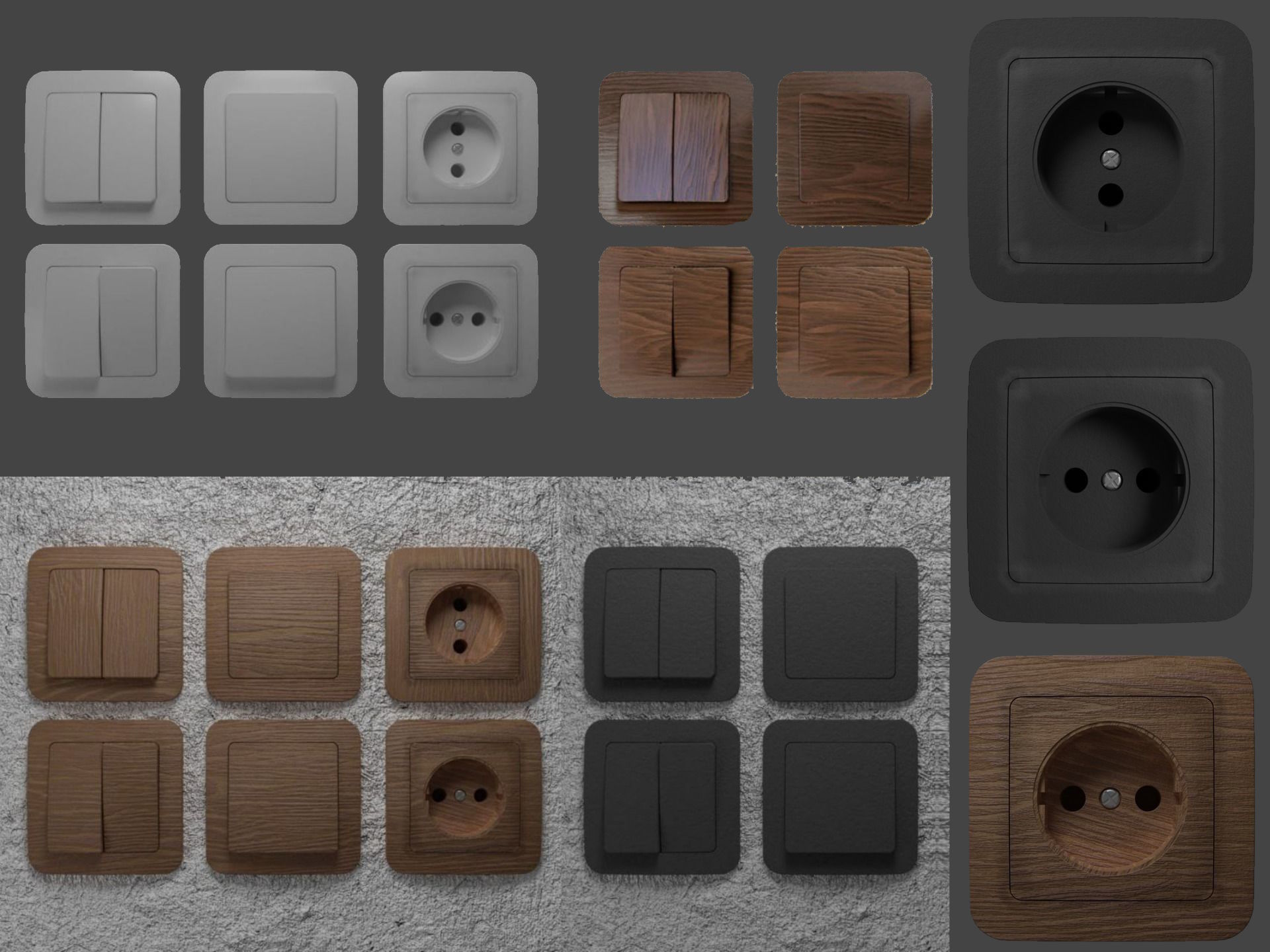 3D Model Collection Sockets and light switches 6 models PBR VR / AR / low-poly | CGTrader