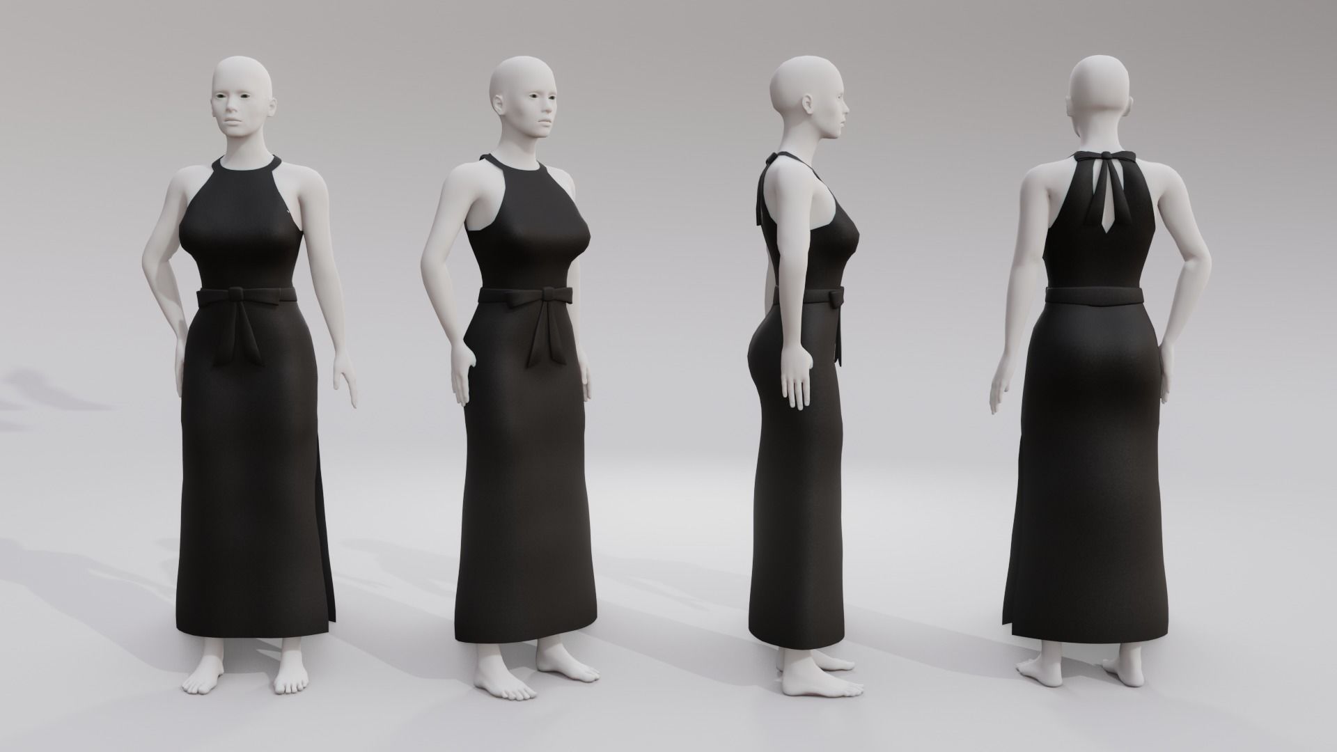 3D model Long dress 3d model with 21 variations VR / AR / low-poly ...