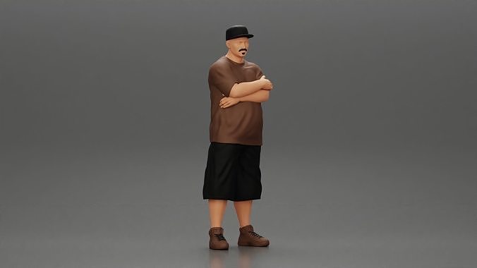 Fat Gangster in cap folding one s arms 3D model 3D printable | CGTrader