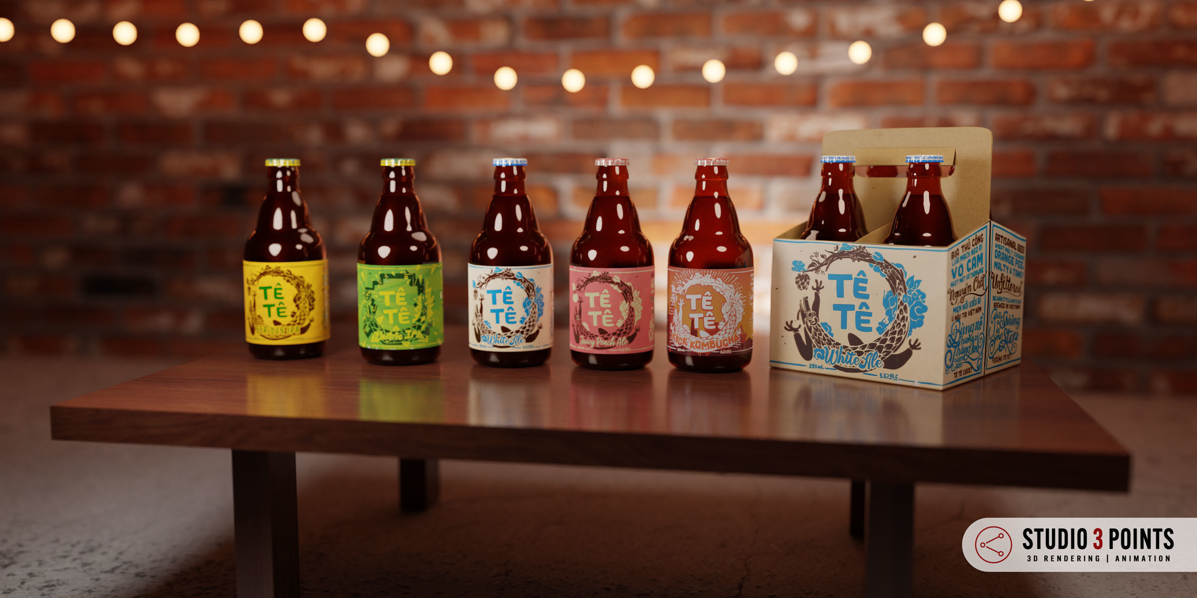 Te Te Beer Vietnam set with 4 packs 3D model | CGTrader