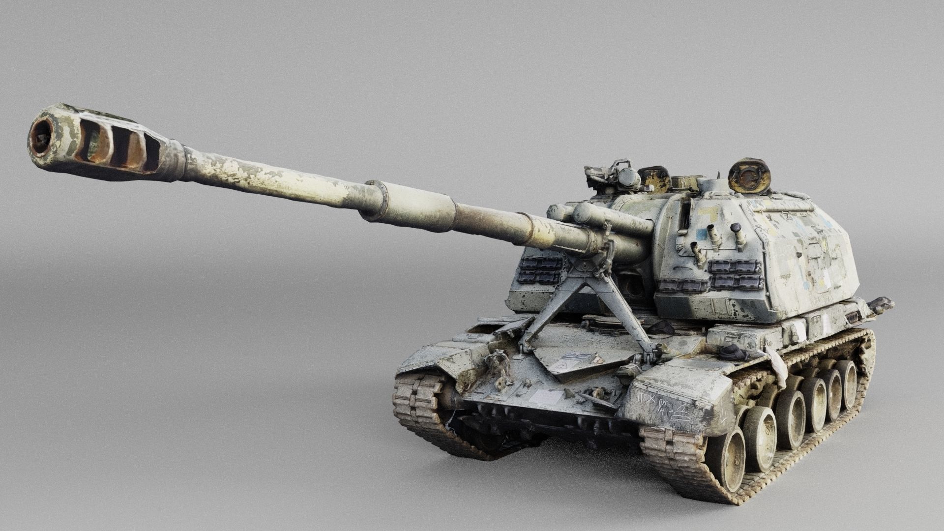 Destroyed 2S19 Msta 152 mm self-propelled howitzer M1990 3D model | CGTrader