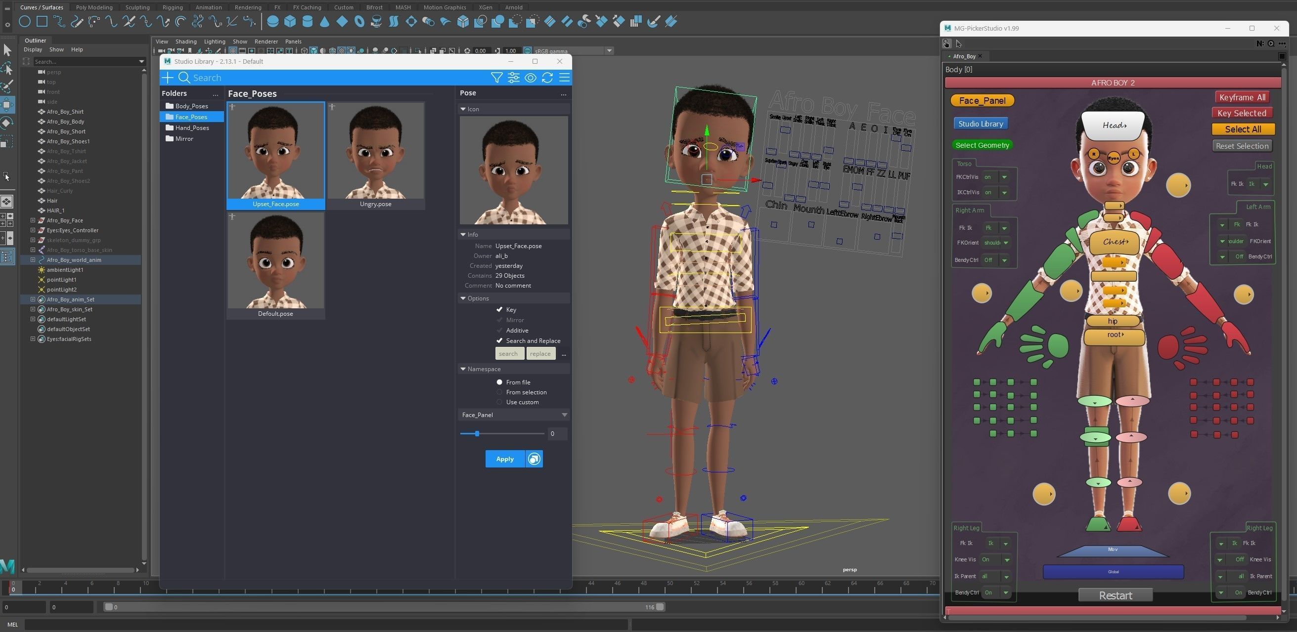 Cartoon Afro Boy 2 - Toon Rigged Child Character Maya 3D model rigged ...