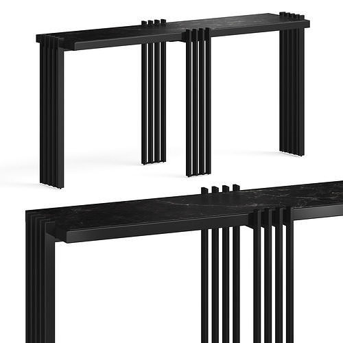 CB2 Emit Black Marble and Metal Console Table 3D model | CGTrader