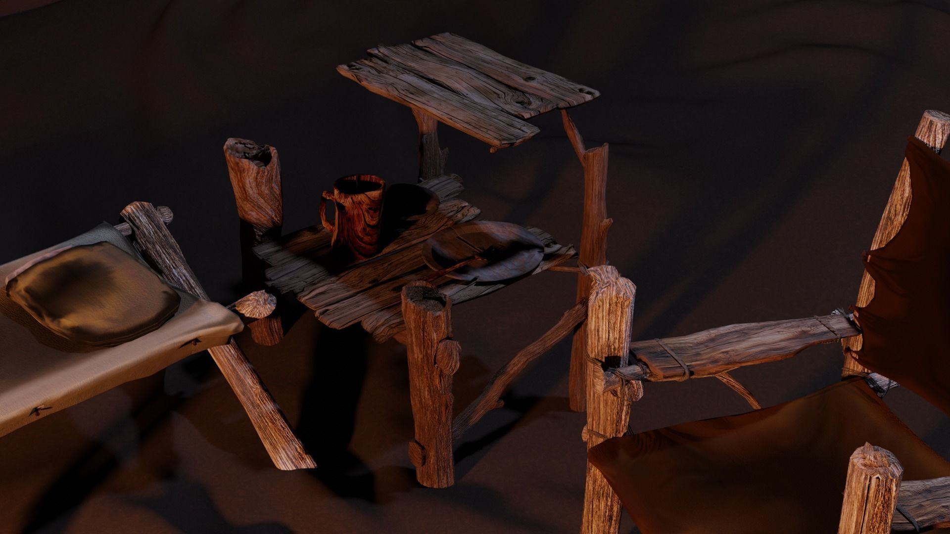 3D model Rustic end table something that shrek might have VR / AR / low ...
