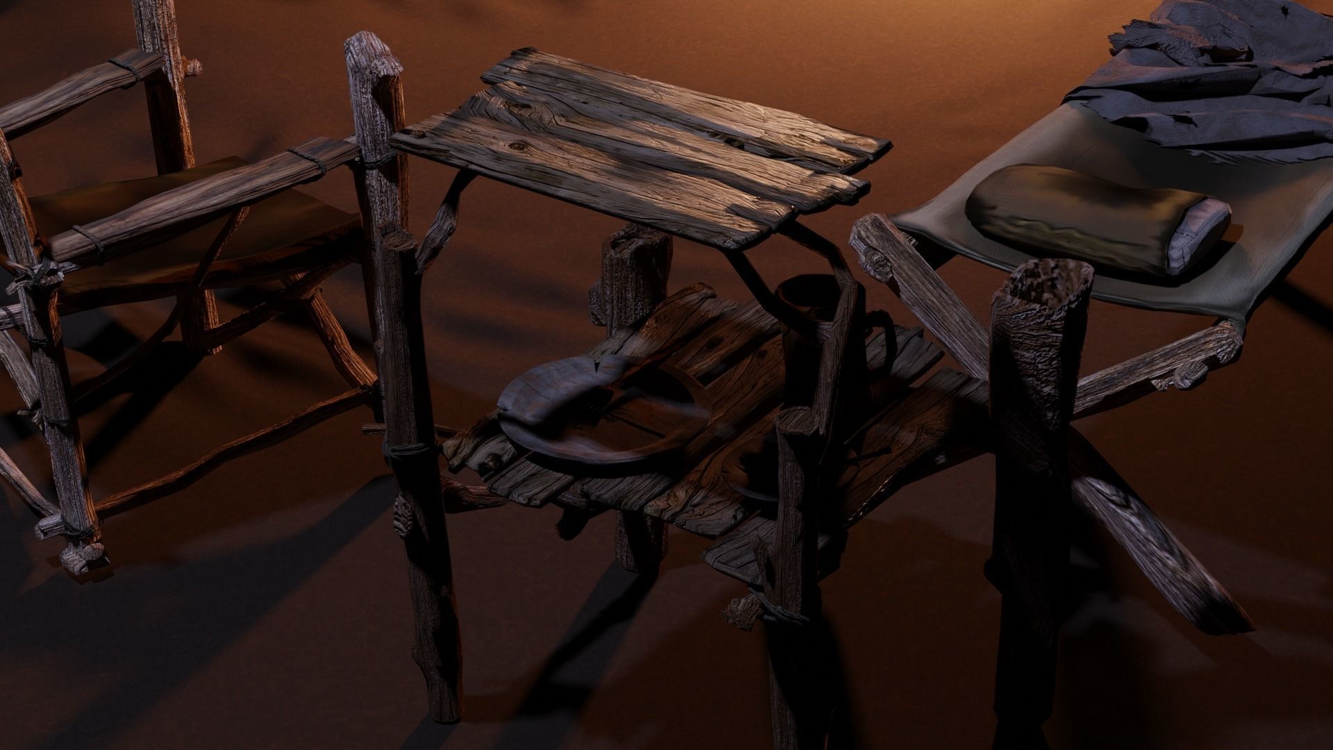 3D model Rustic end table something that shrek might have VR / AR / low ...