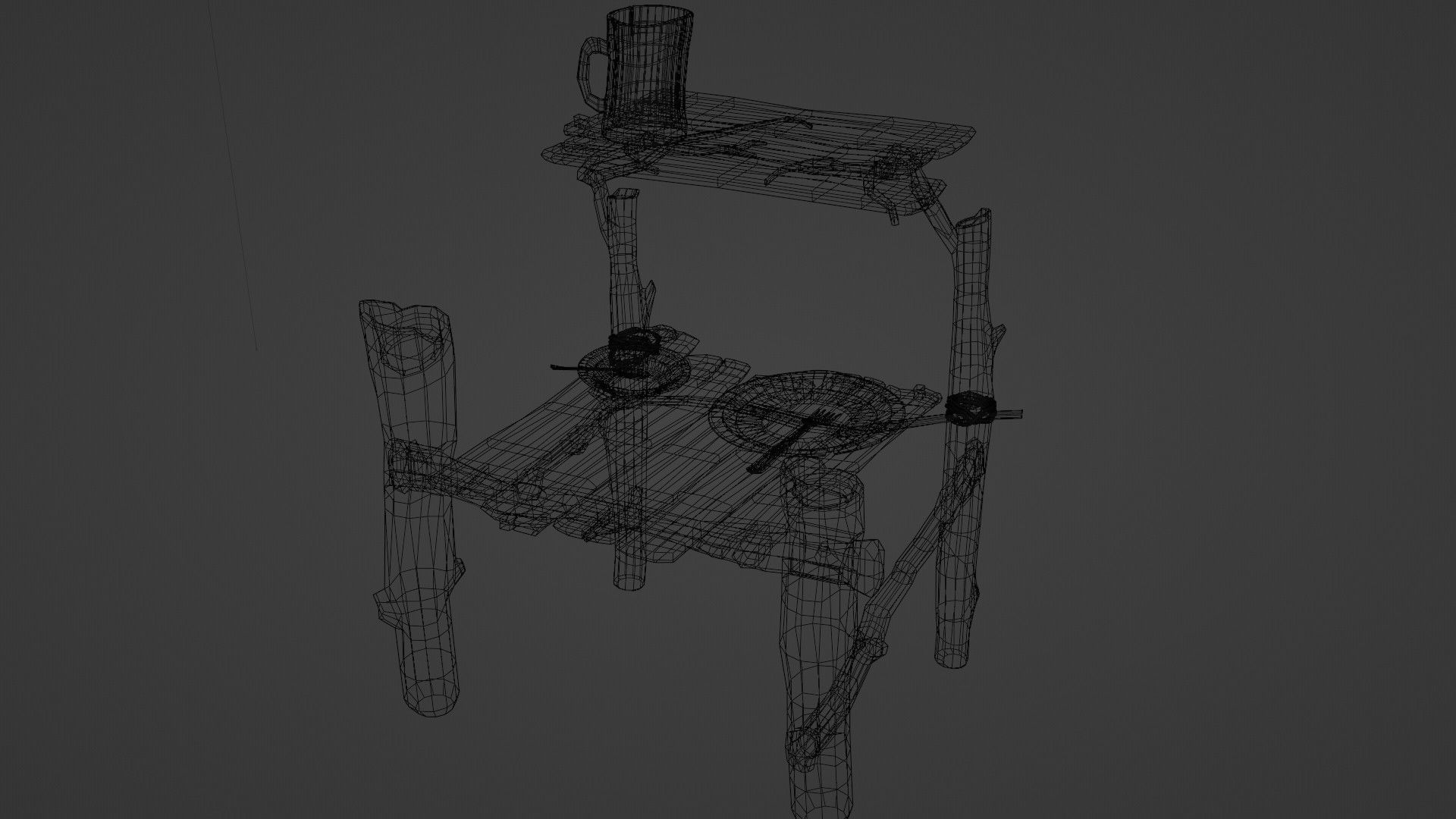 3D model Rustic end table something that shrek might have VR / AR / low ...