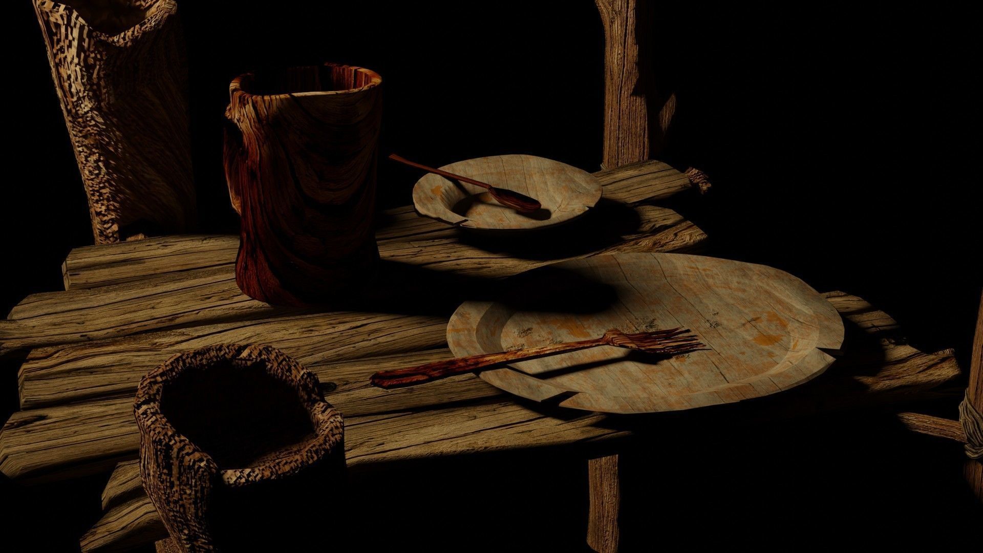 3D model Rustic end table something that shrek might have VR / AR / low ...