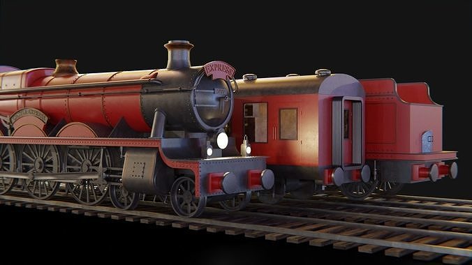 3D Model Collection Train hogwarts express locomotive tender compartment coach VR / AR / low ...