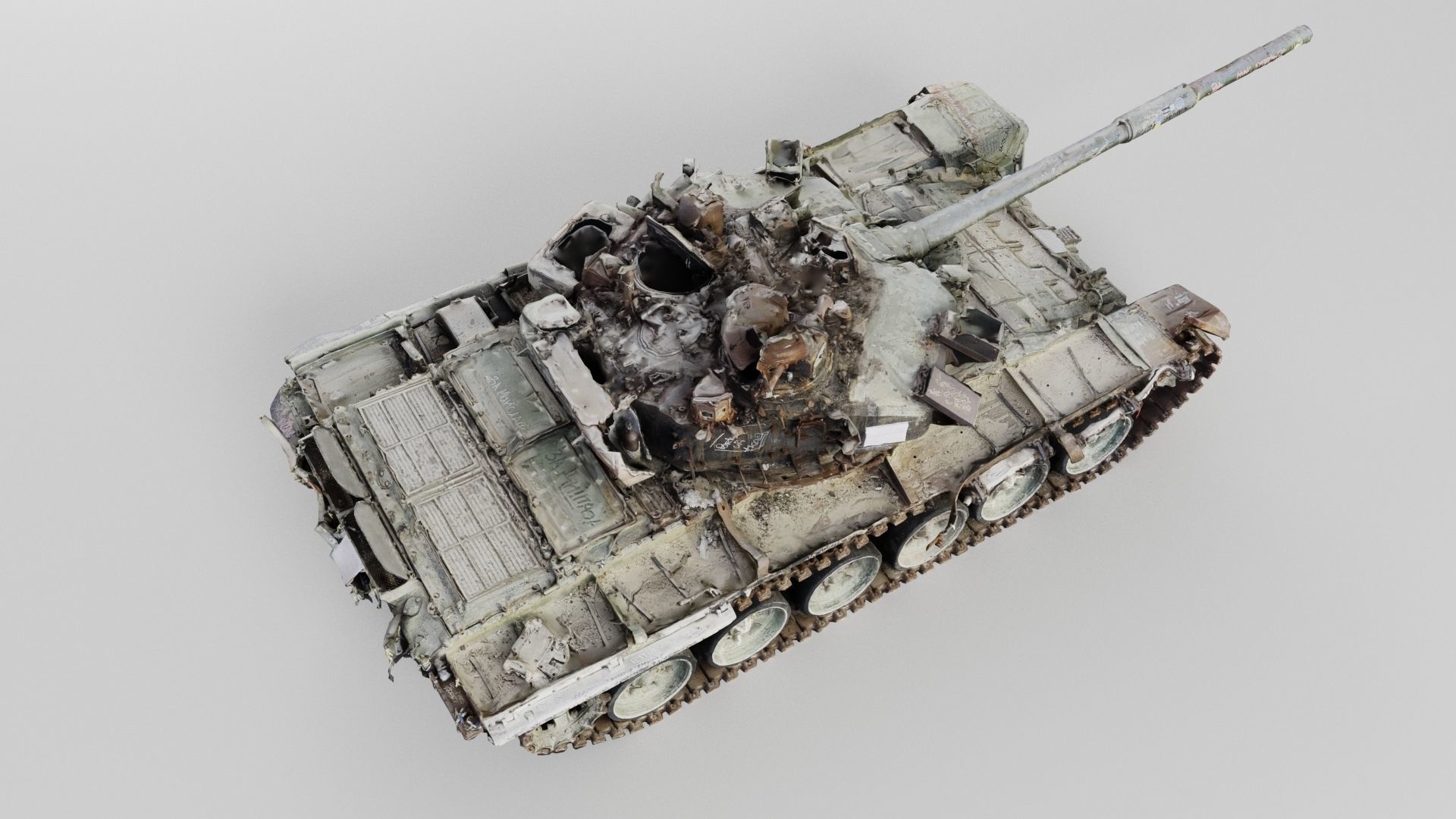 Russian T-90 tank destroyed by Ukrainian army 3D model | CGTrader