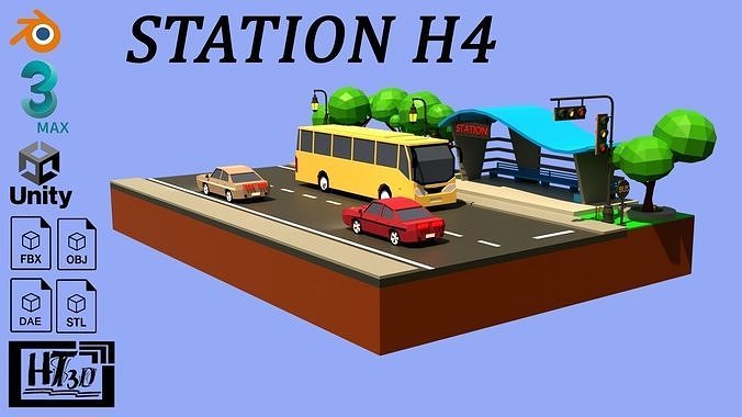 3D model Bus Station H4 VR / AR / low-poly | CGTrader