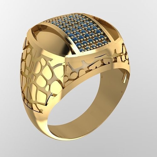 men s stone ring 3D model 3D printable | CGTrader