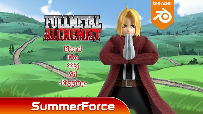 Edword Elric - Fullmetal Alchemist 3D model rigged | CGTrader