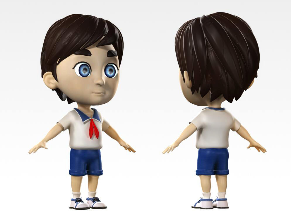 Animated characters pupils students passersby little boys 3D model ...