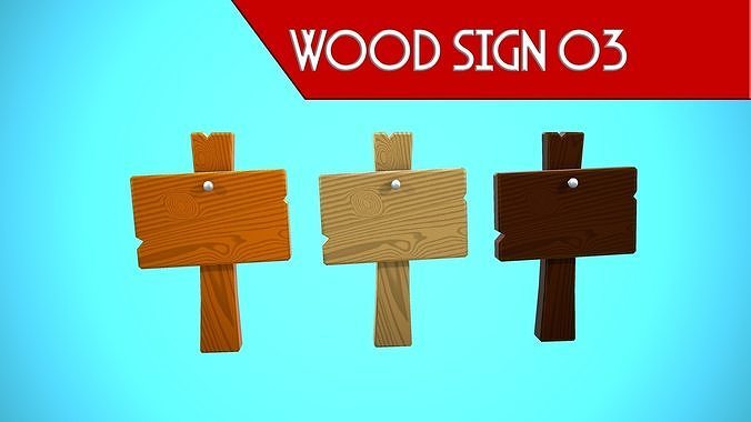 3D model WOOD SIGN 03 CARTOON STYLIZED VR / AR / low-poly | CGTrader