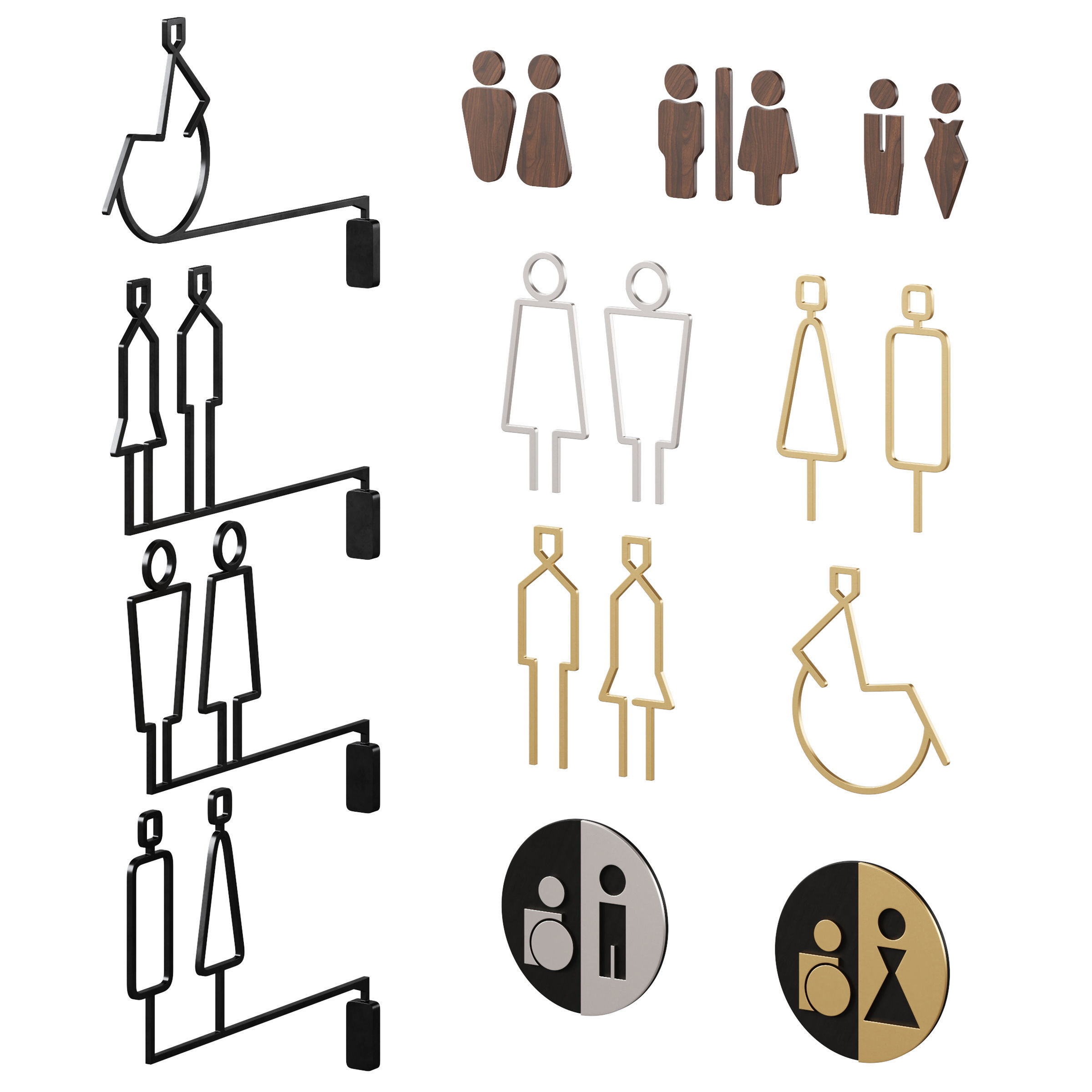 Restroom Directional Door Signs 4 3D model | CGTrader
